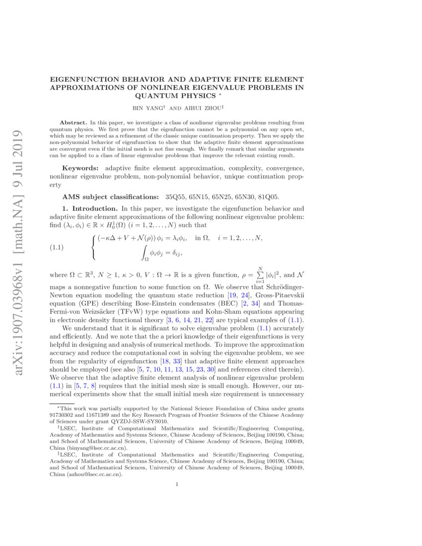 Eigenfunction Behavior And Adaptive Finite Element Approximations Of