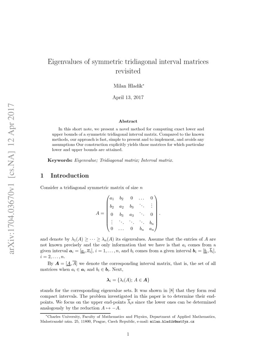Eigenvalues Of Symmetric Tridiagonal Interval Matrices Revisited Deepai