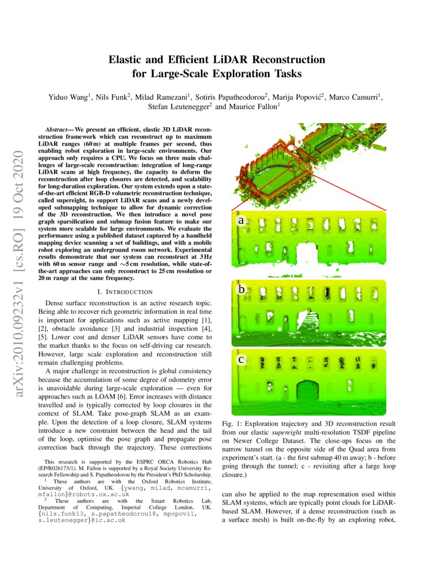 Elastic And Efficient Lidar Reconstruction For Large Scale Exploration