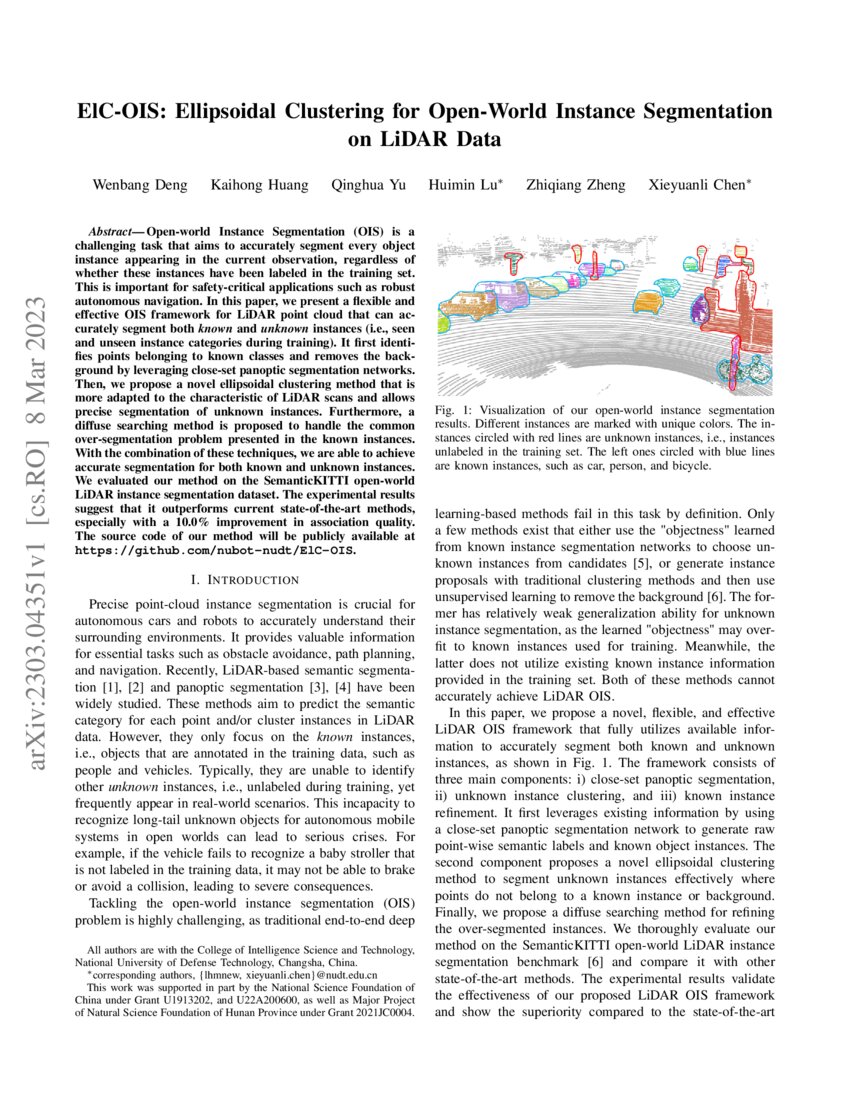 Elc Ois Ellipsoidal Clustering For Open World Instance Segmentation On Lidar Data Deepai