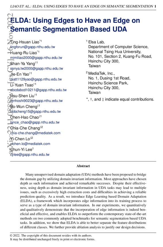 ELDA: Using Edges to Have an Edge on Semantic Segmentation Based UDA ...
