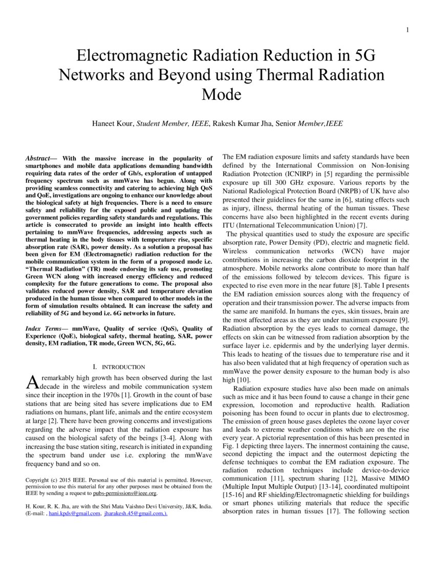 Electromagnetic Radiation Reduction in 5G Networks and Beyond using ...