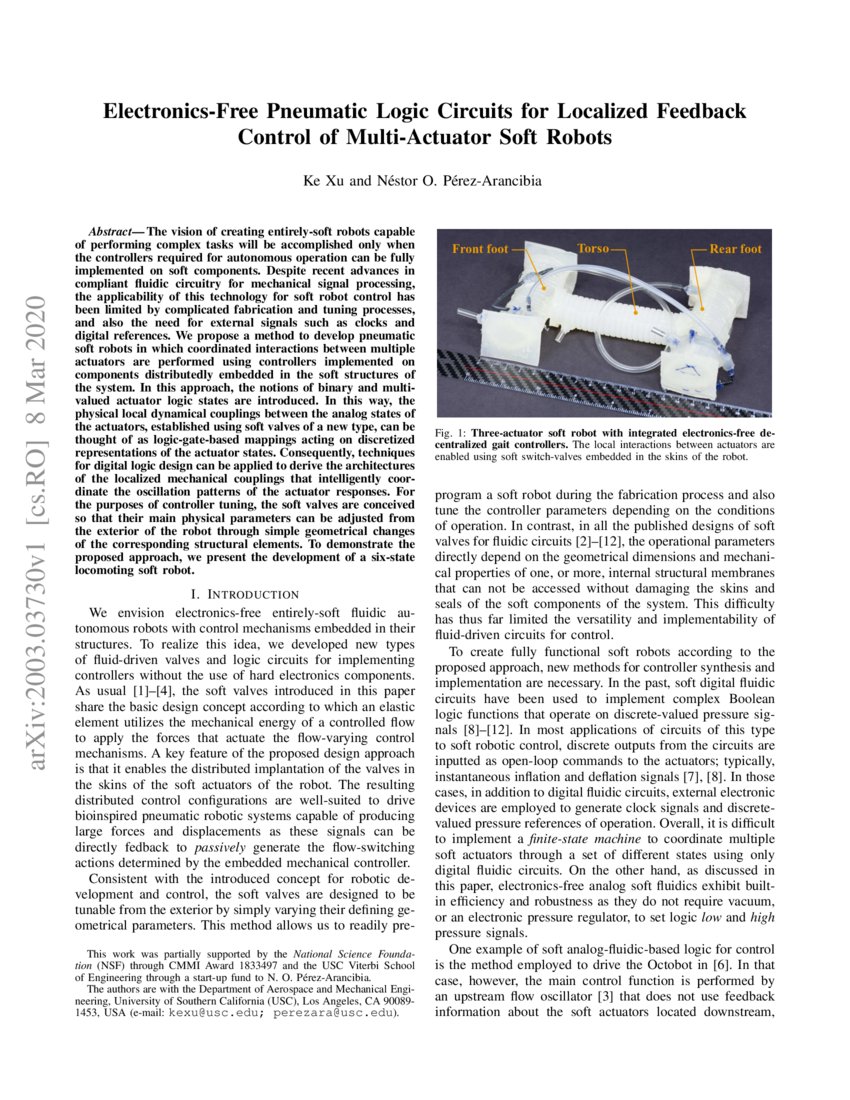Electronics-Free Pneumatic Logic Circuits for Localized Feedback ...