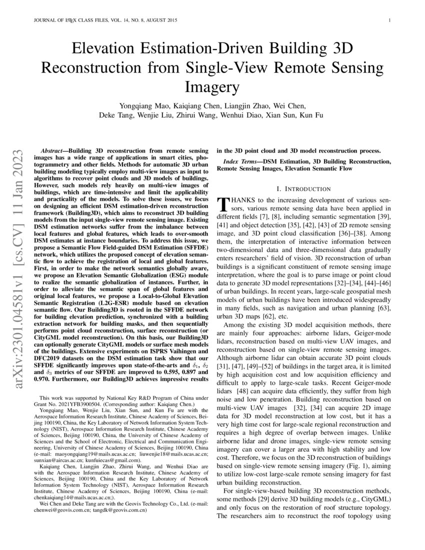 Elevation Estimation-Driven Building 3D Reconstruction from Single-View ...