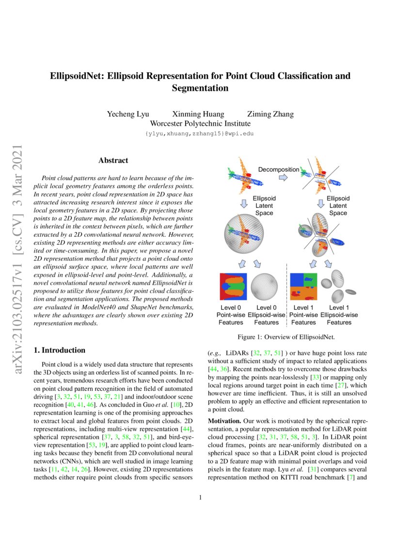 EllipsoidNet: Ellipsoid Representation for Point Cloud Classification and Segmentation | DeepAI