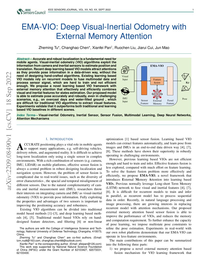 Ema Vio Deep Visual Inertial Odometry With External Memory Attention Deepai
