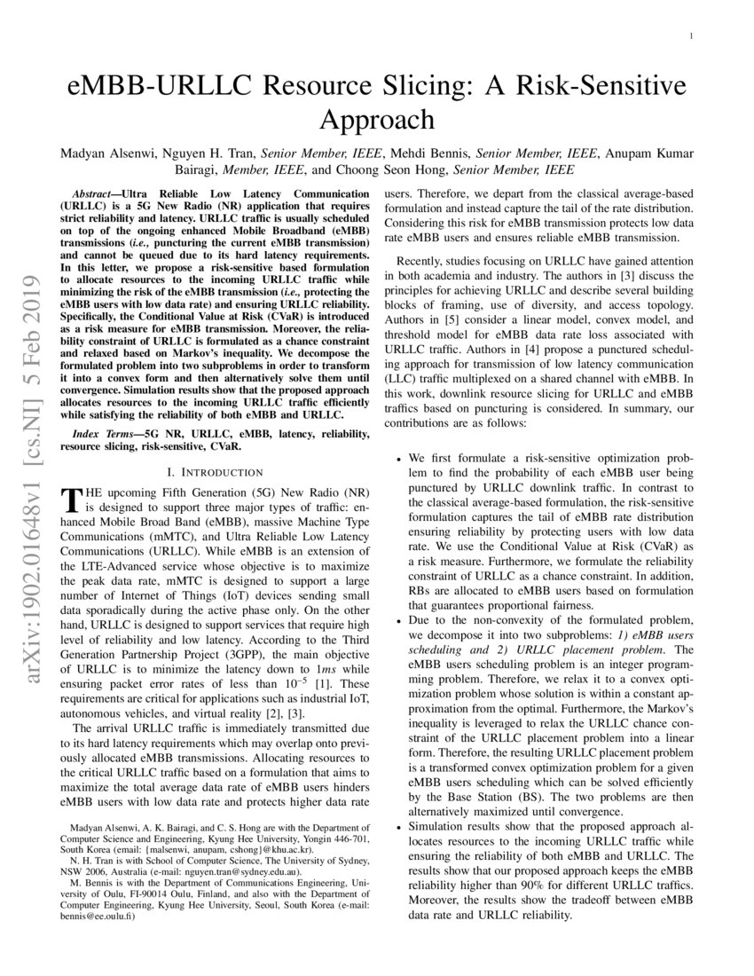 eMBB-URLLC Resource Slicing: A Risk-Sensitive Approach | DeepAI