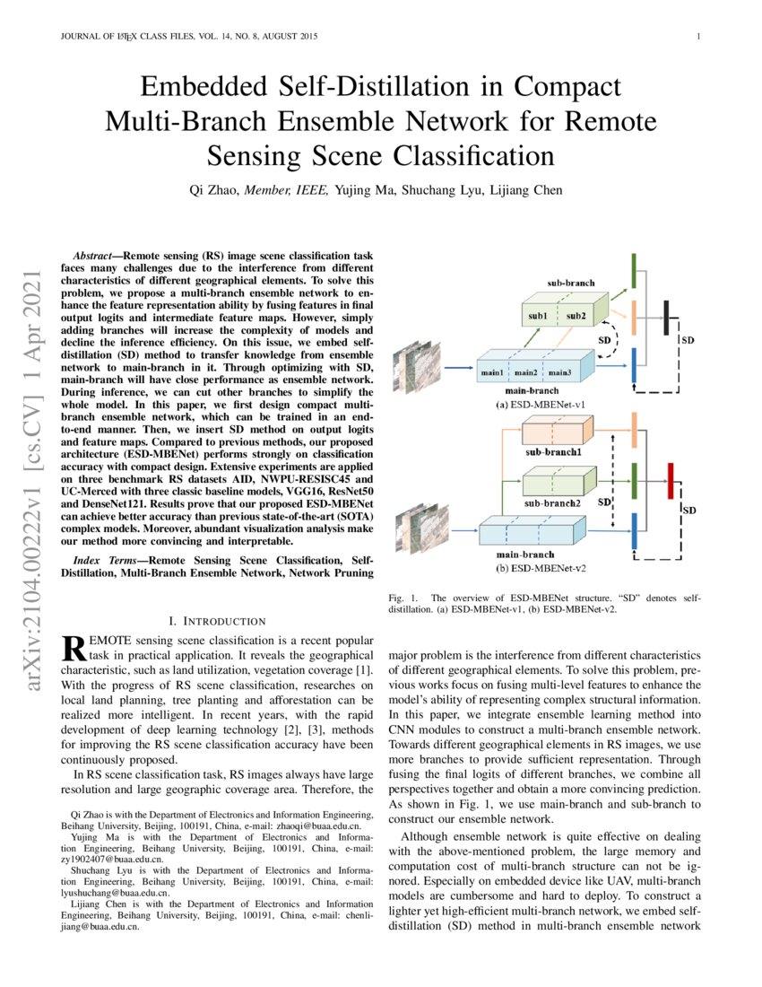 Embedded Self-Distillation in Compact Multi-Branch Ensemble Network for Remote Sensing Scene ...