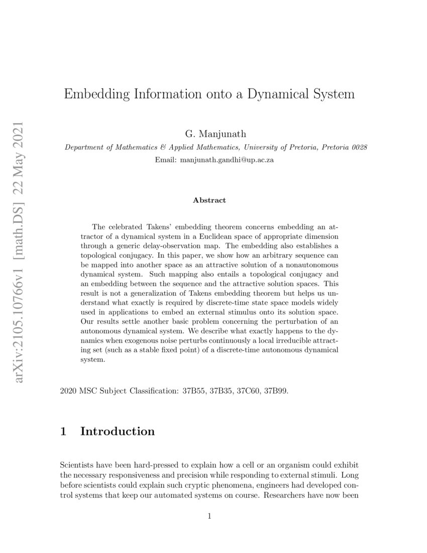 Embedding Information onto a Dynamical System | DeepAI