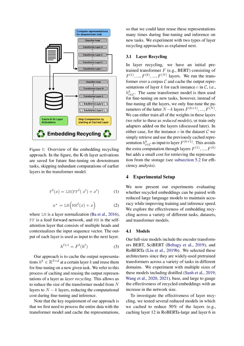 Embedding Recycling for Language Models | DeepAI