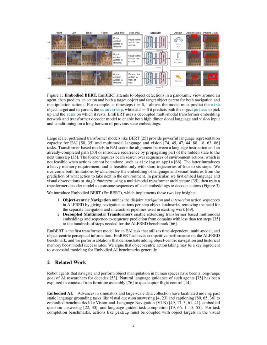 Embodied BERT: A Transformer Model for Embodied, Language-guided Visual ...