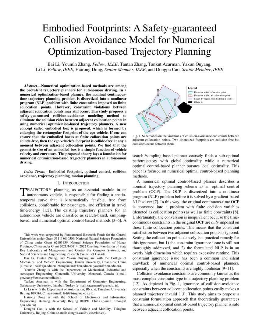 Embodied Footprints: A Safety-guaranteed Collision Avoidance Model for Numerical Optimization ...