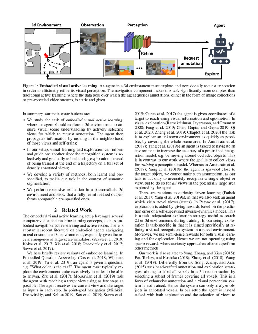 Embodied Visual Active Learning for Semantic Segmentation | DeepAI