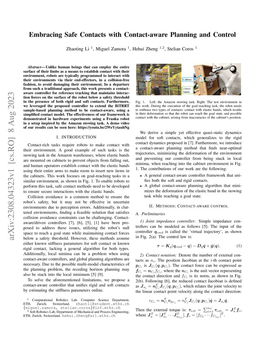 Embracing Safe Contacts with Contact-aware Planning and Control | DeepAI