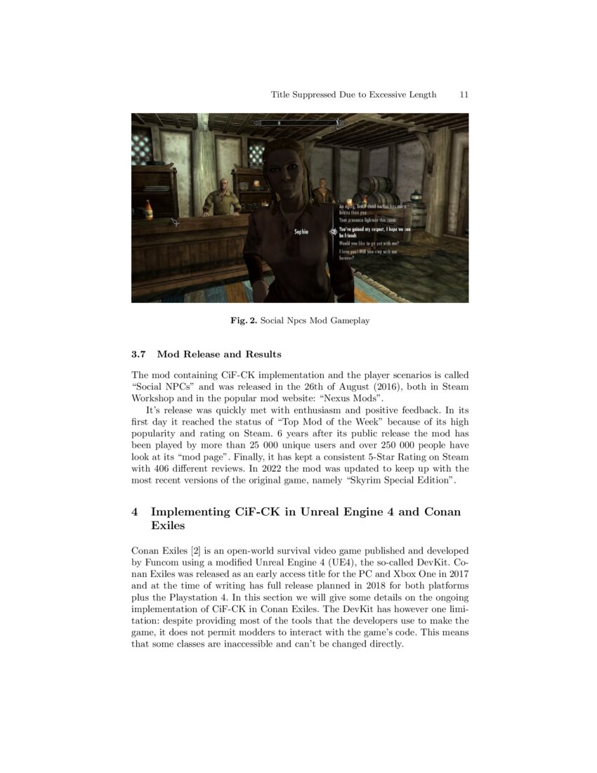 Emergent social NPC interactions in the Social NPCs Skyrim mod and ...