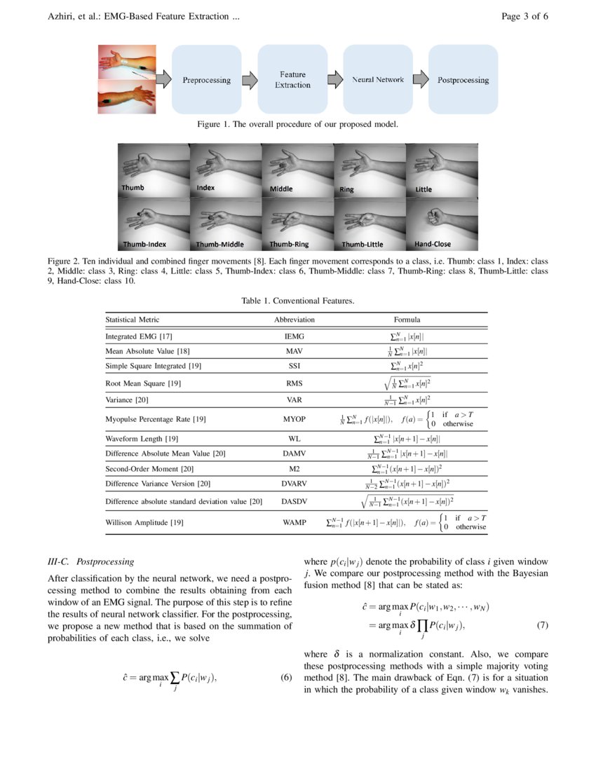 EMG-Based Feature Extraction and Classification for Prosthetic Hand ...