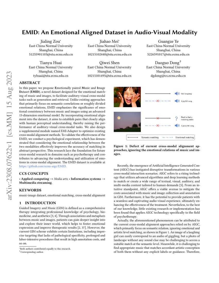 EMID: An Emotional Aligned Dataset in Audio-Visual Modality | DeepAI