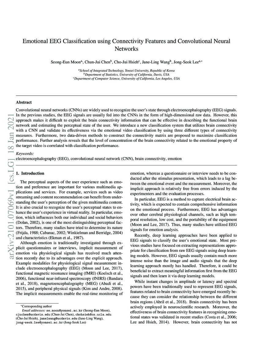 Emotional Eeg Classification Using Connectivity Features And