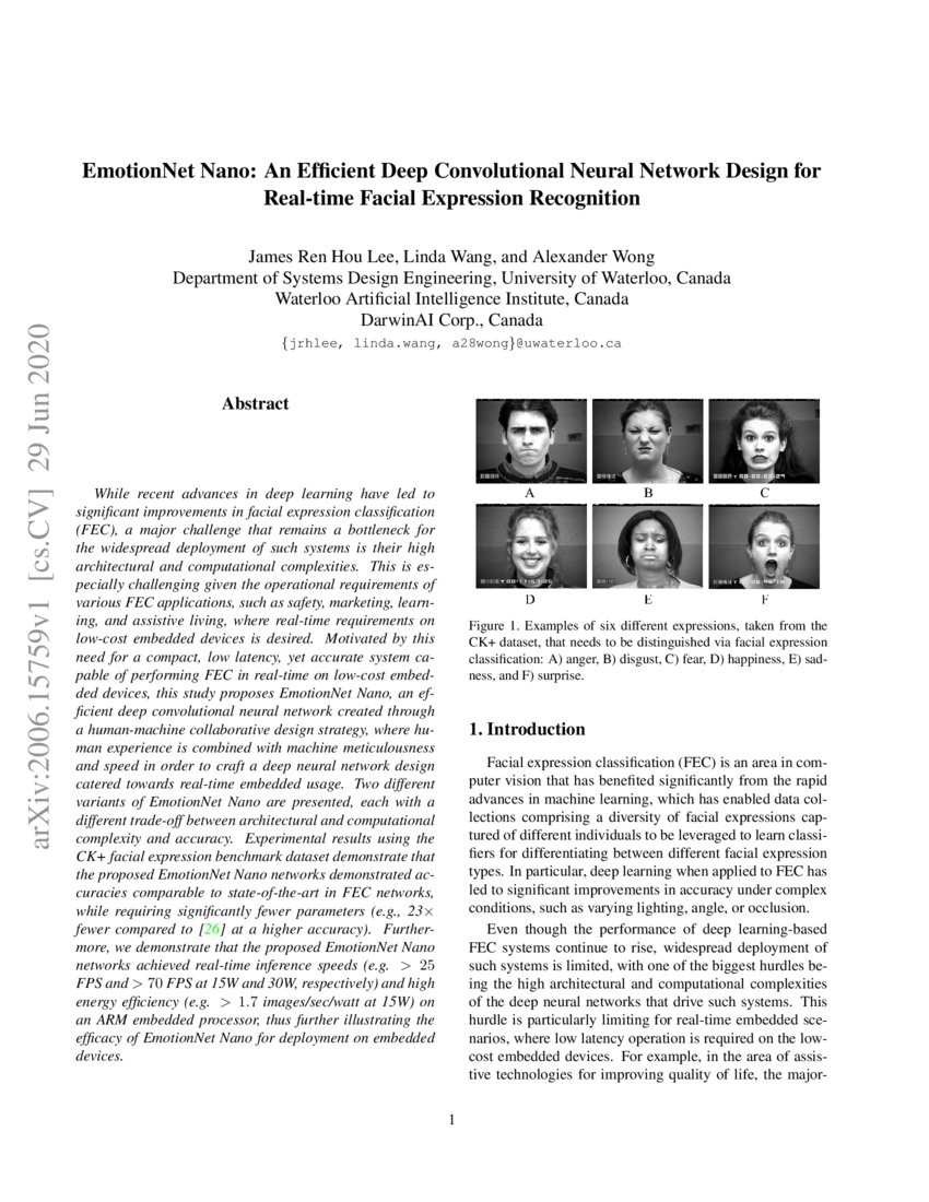 Emotionnet Nano An Efficient Deep Convolutional Neural Network Design