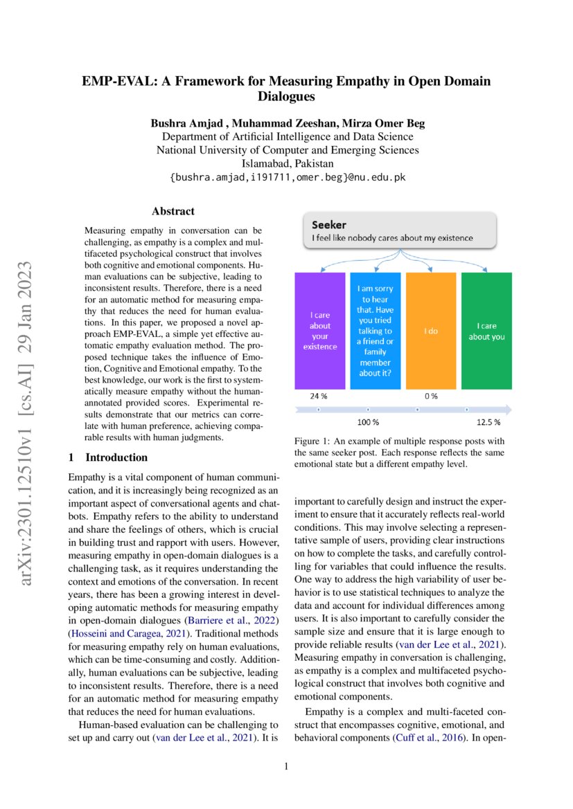 EMP-EVAL: A Framework for Measuring Empathy in Open Domain Dialogues ...