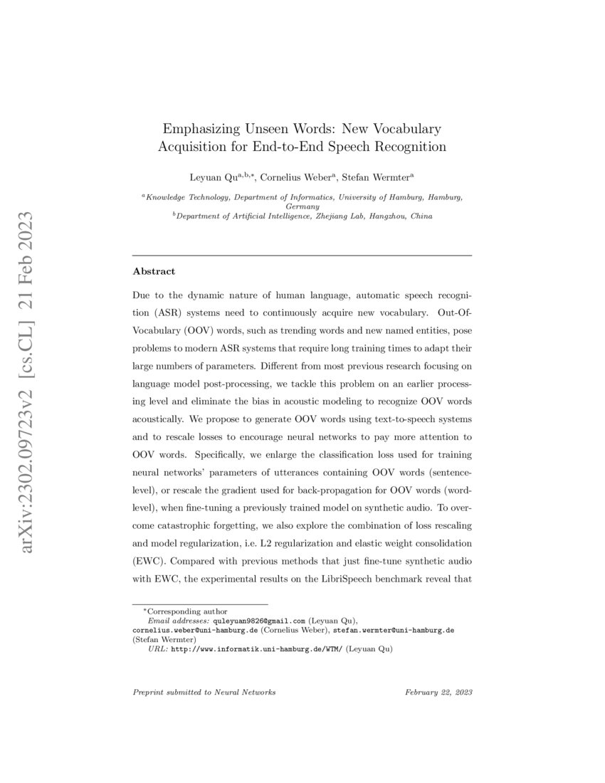 Emphasizing Unseen Words: New Vocabulary Acquisition for End-to-End ...