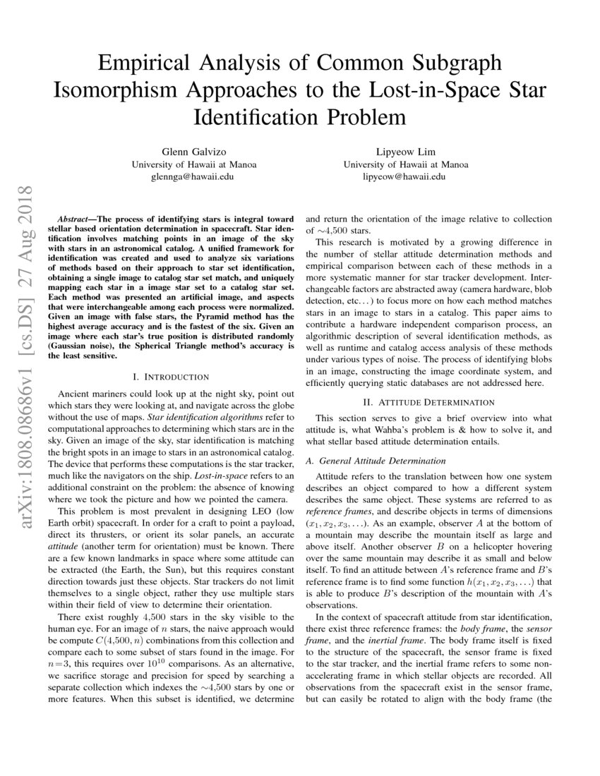 Empirical Analysis Of Common Subgraph Isomorphism Approaches To The Lost In Space Star