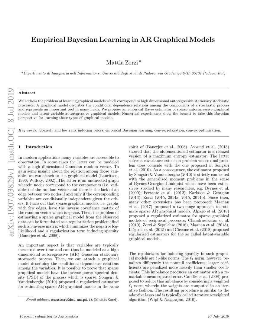 Empirical Bayesian Learning In Ar Graphical Models Deepai