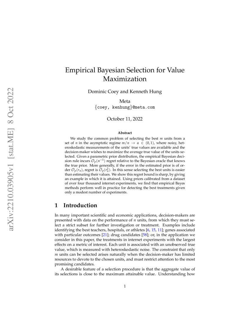 Empirical Bayesian Selection for Value Maximization | DeepAI