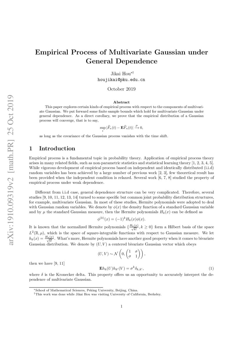 Empirical Process of Multivariate Gaussian under General Dependence | DeepAI