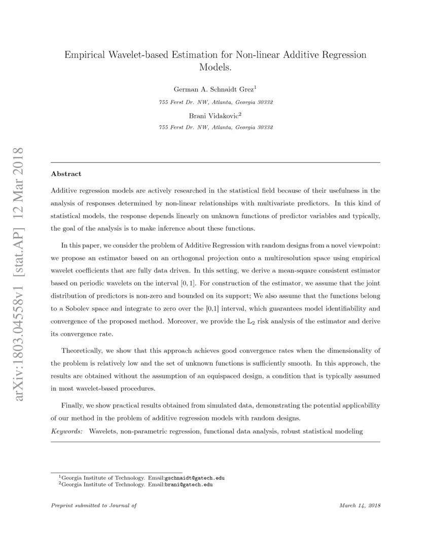 Empirical Wavelet Based Estimation For Non Linear Additive Regression Models Deepai