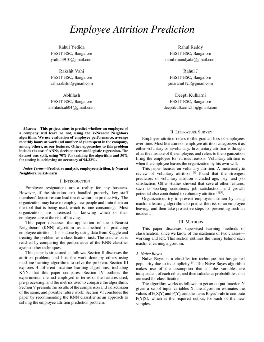 Employee Attrition Prediction | DeepAI