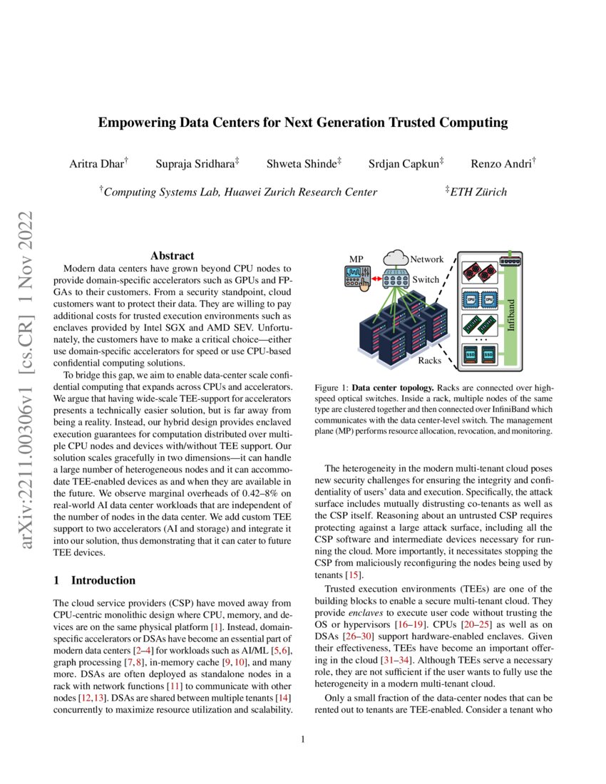 Empowering Data Centers for Next Generation Trusted Computing | DeepAI
