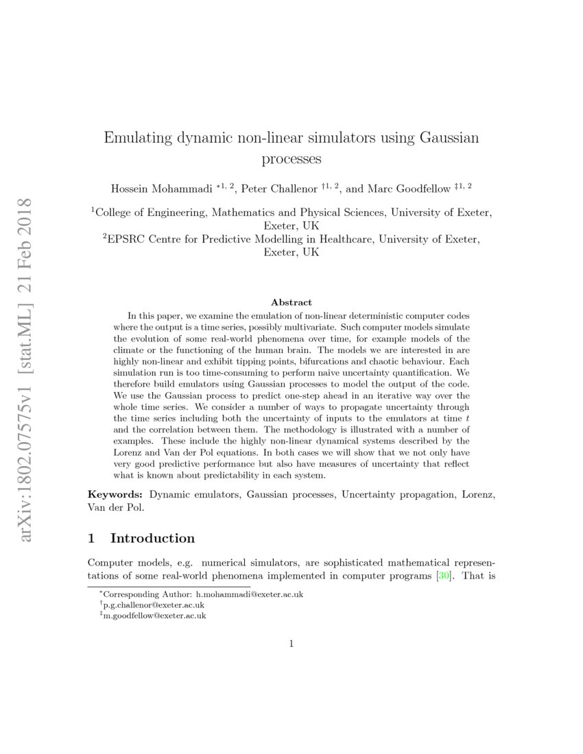 Emulating dynamic non-linear simulators using Gaussian processes | DeepAI