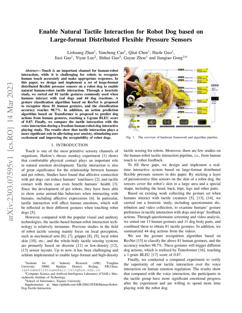 Enable Natural Tactile Interaction for Robot Dog based on Large-format Distributed Flexible ...