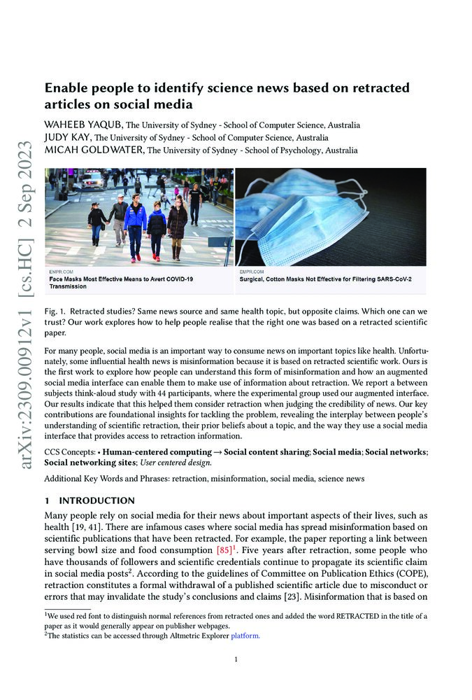 Enable people to identify science news based on retracted articles on ...