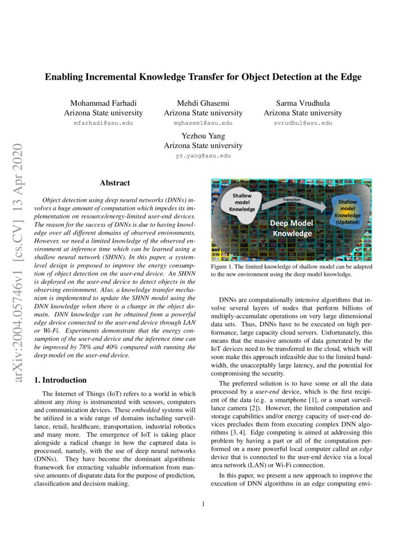 Enabling Incremental Knowledge Transfer for Object Detection at the Edge | DeepAI