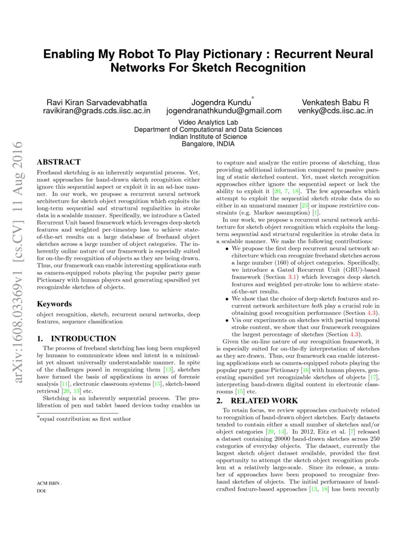 Enabling My Robot To Play Pictionary : Recurrent Neural Networks For ...