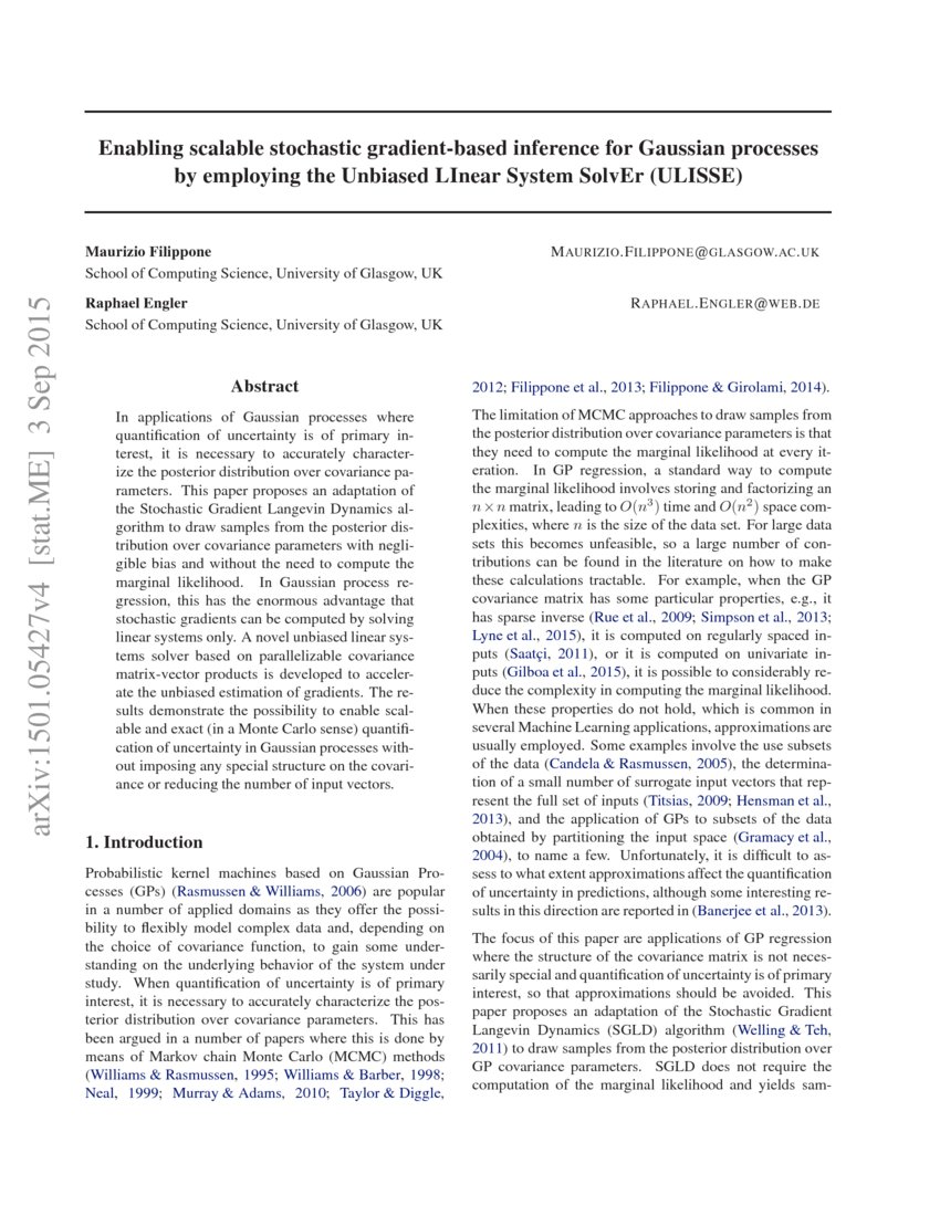 Enabling scalable stochastic gradient-based inference for Gaussian processes by employing the ...