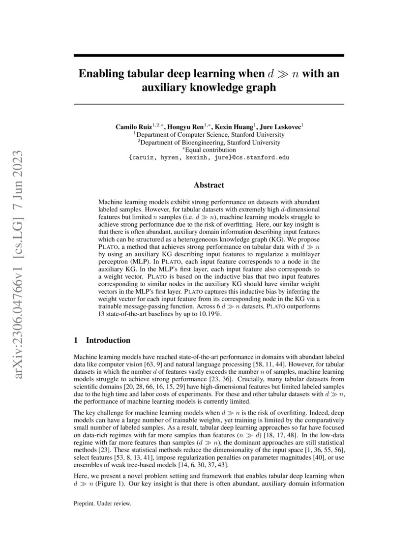 Enabling Tabular Deep Learning When D ≫ N With An Auxiliary Knowledge