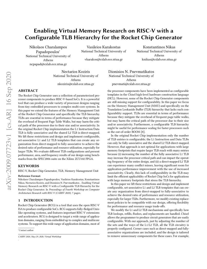 Enabling Virtual Memory Research on RISC-V with a Configurable TLB ...
