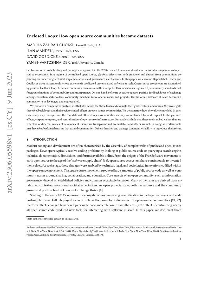 Enclosed Loops: How open source communities become datasets | DeepAI