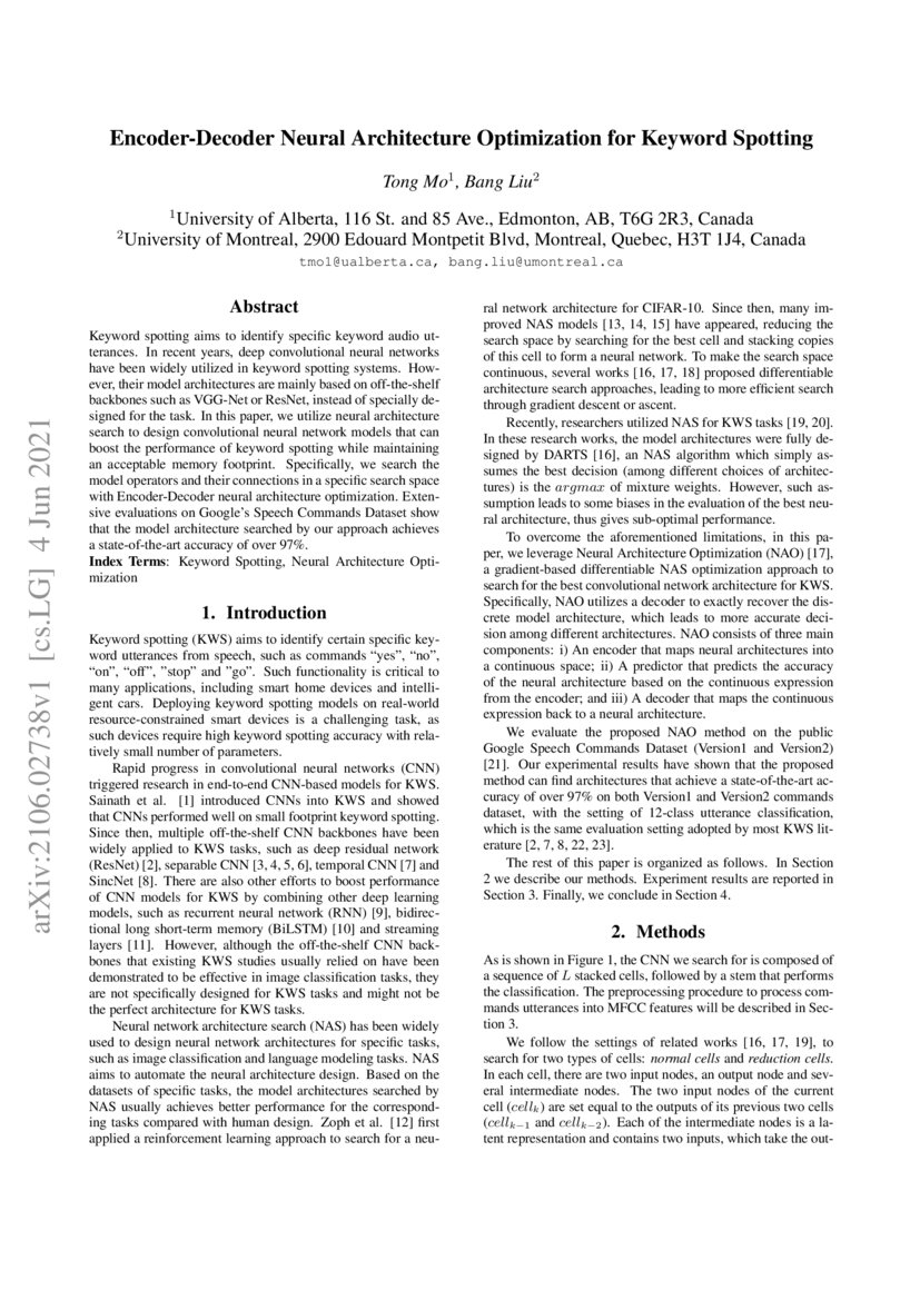 Encoder Decoder Neural Architecture Optimization For Keyword Spotting 8363