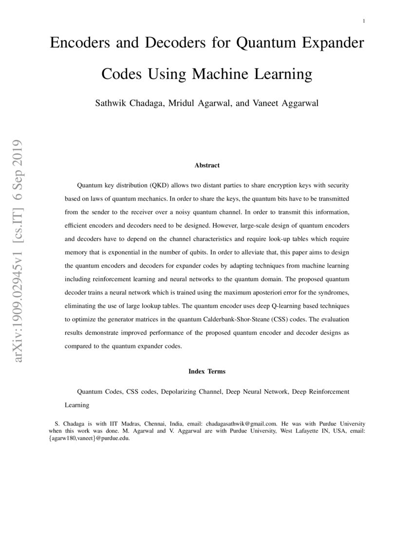 Encoders and Decoders for Quantum Expander Codes Using Machine Learning ...