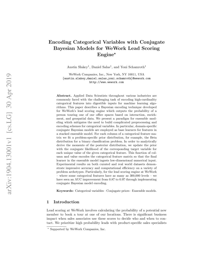 Encoding Categorical Variables With Conjugate Bayesian Models For