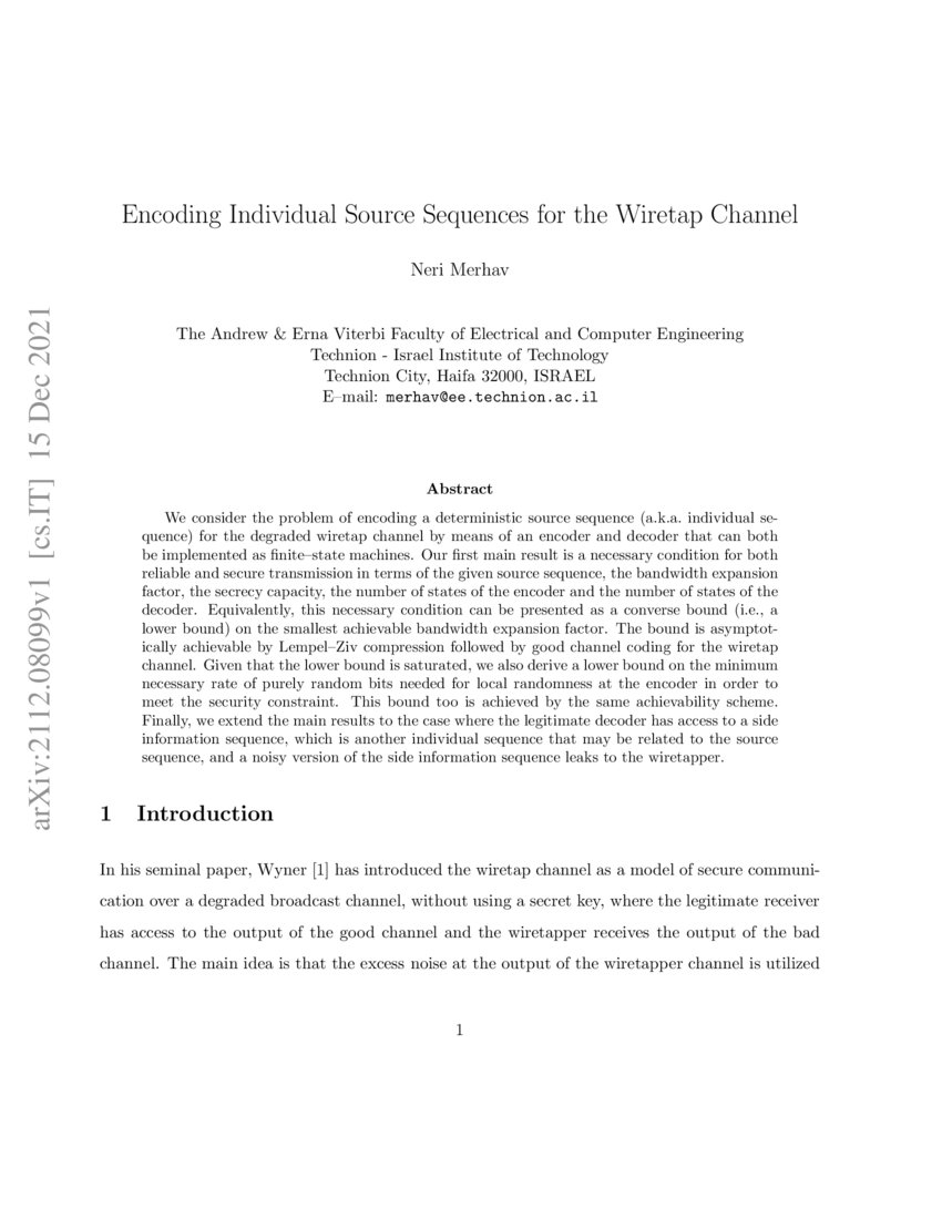 Encoding Individual Source Sequences for the Wiretap Channel | DeepAI