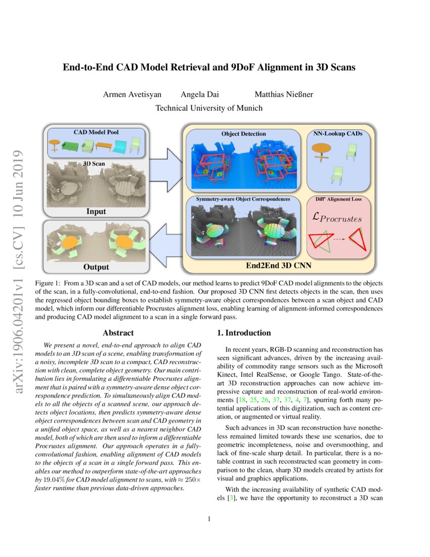 End-to-End CAD Model Retrieval and 9DoF Alignment in 3D Scans | DeepAI