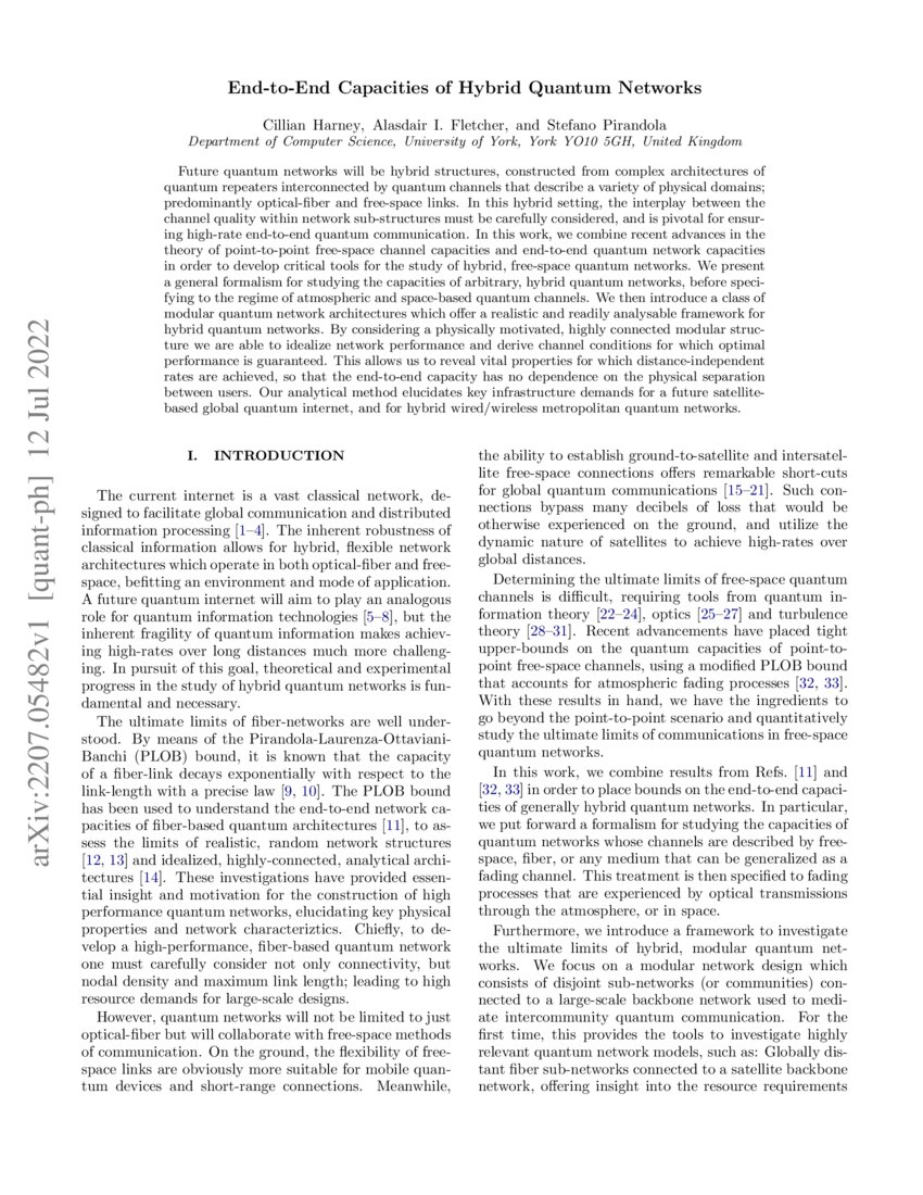 End-to-End Capacities of Hybrid Quantum Networks | DeepAI