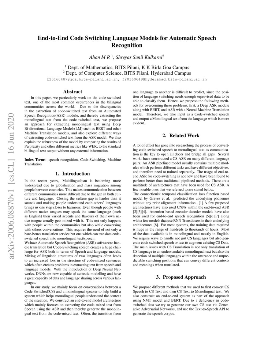 End To End Code Switching Language Models For Automatic Speech Recognition Deepai
