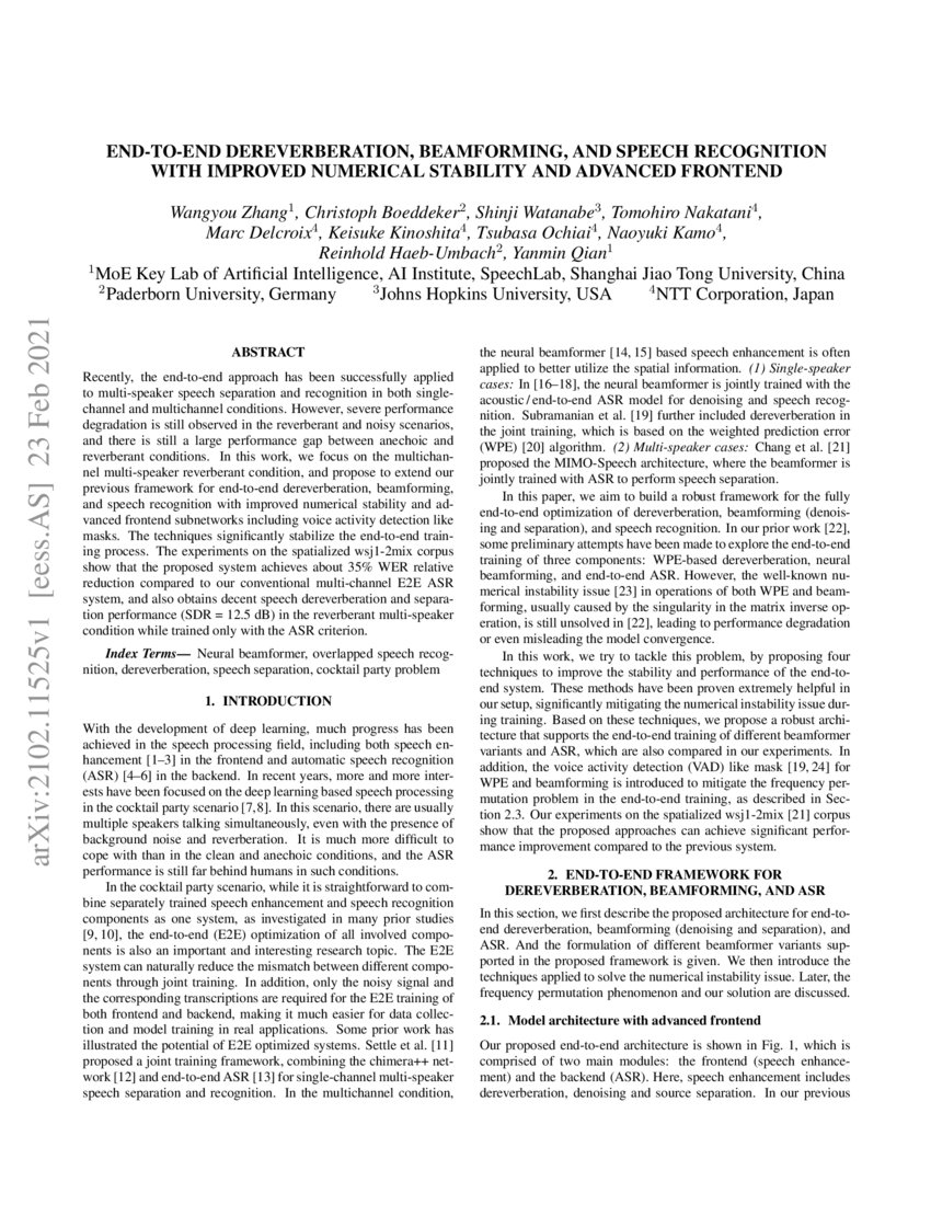 End To End Dereverberation Beamforming And Speech Recognition With Improved Numerical