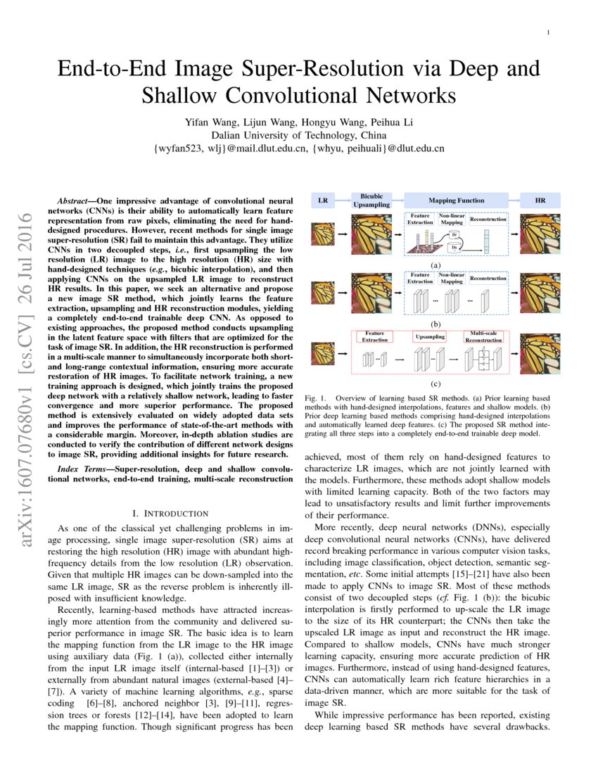 End-to-End Image Super-Resolution via Deep and Shallow Convolutional Networks | DeepAI